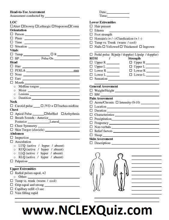 Nursing Student Head To Toe Assessment Sample Charting Entry 
