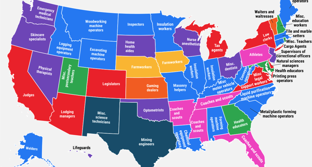 The Most Disproportionately Well-Paying Job in Each State - NCLEX Quiz